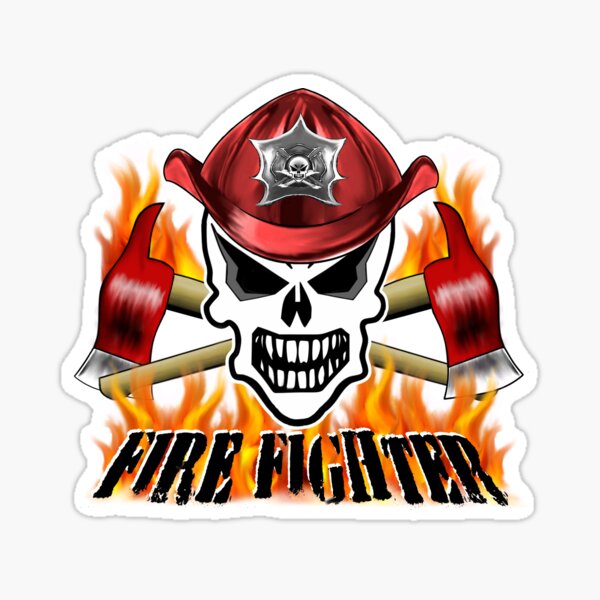 Firefighter Skull Stickers | Redbubble