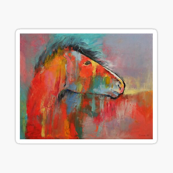 "Red Horse" Sticker by michaelcreese | Redbubble