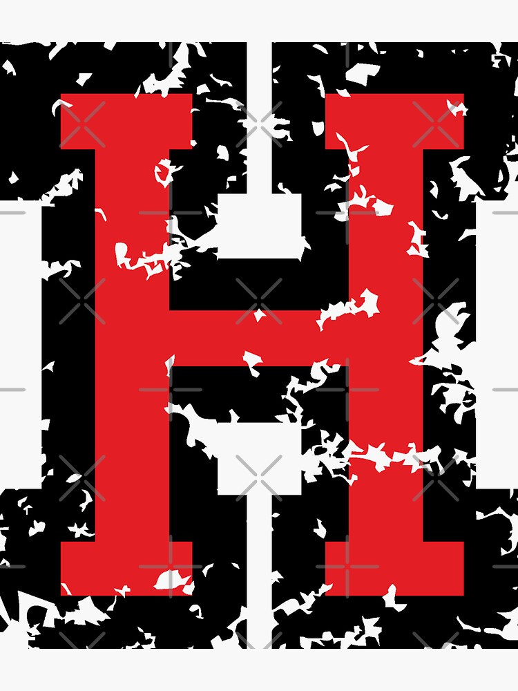 "Letter H (Distressed) two-color black/red character" Sticker for Sale ...