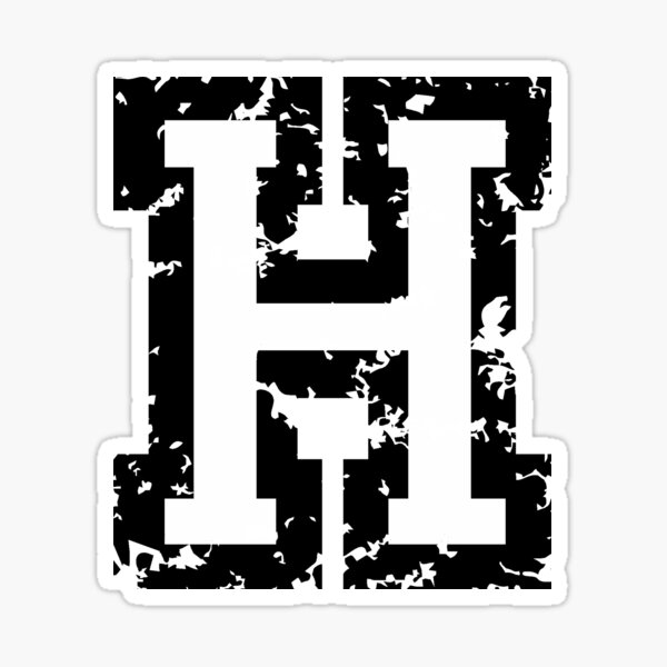 "Letter H (Distressed) two-color black/white character" Sticker for ...