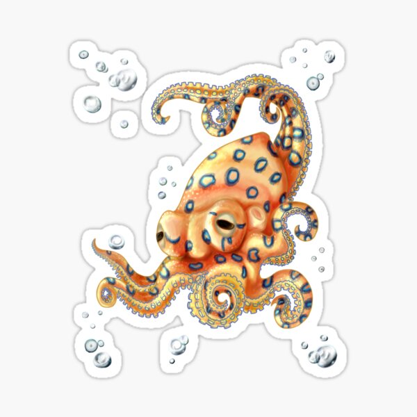 "Blue-ringed Octo" Sticker for Sale by wolfgibbson | Redbubble