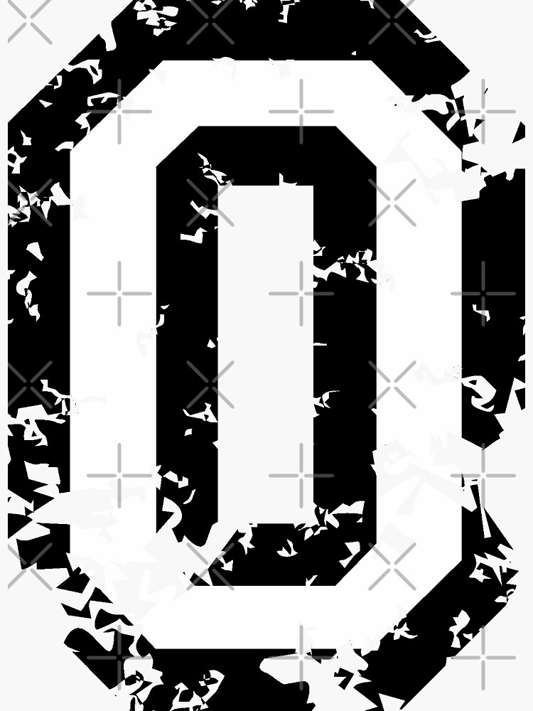 "Letter O (Distressed) two-color black/white character" Sticker for ...
