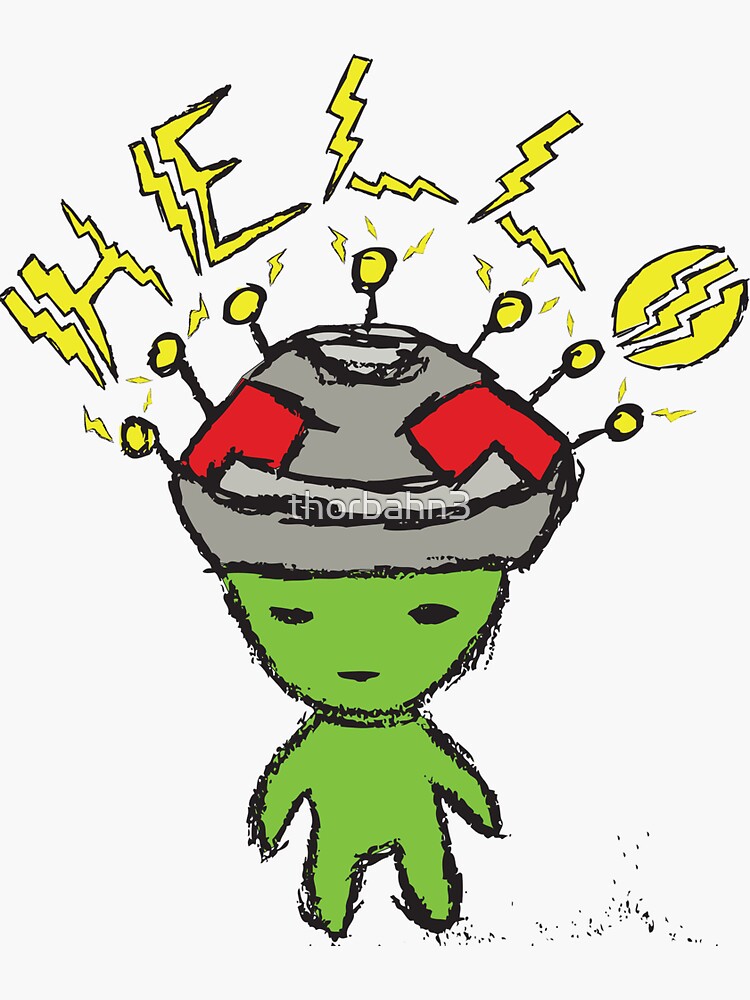 "Alien Says Hello" Sticker by thorbahn3 | Redbubble