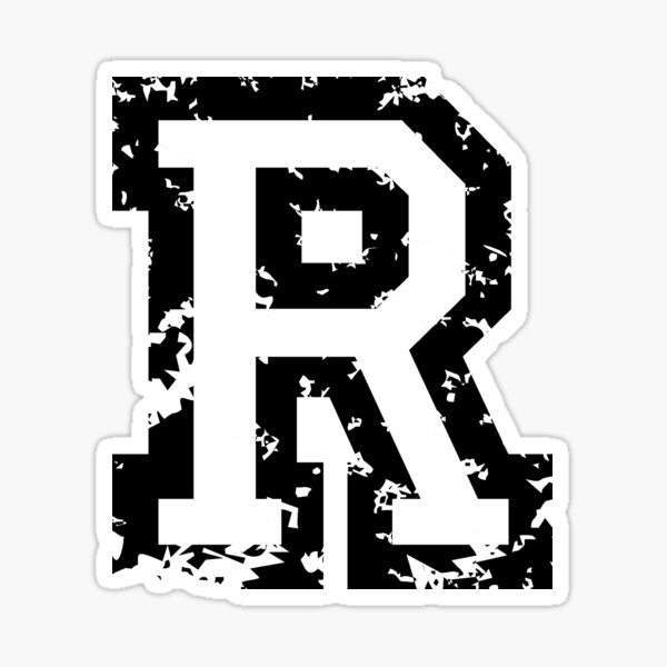 "Letter R (Distressed) two-color black/white character" Sticker for ...