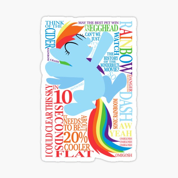 "The Many Words of Rainbow Dash" Sticker for Sale by AssaultWithCake ...