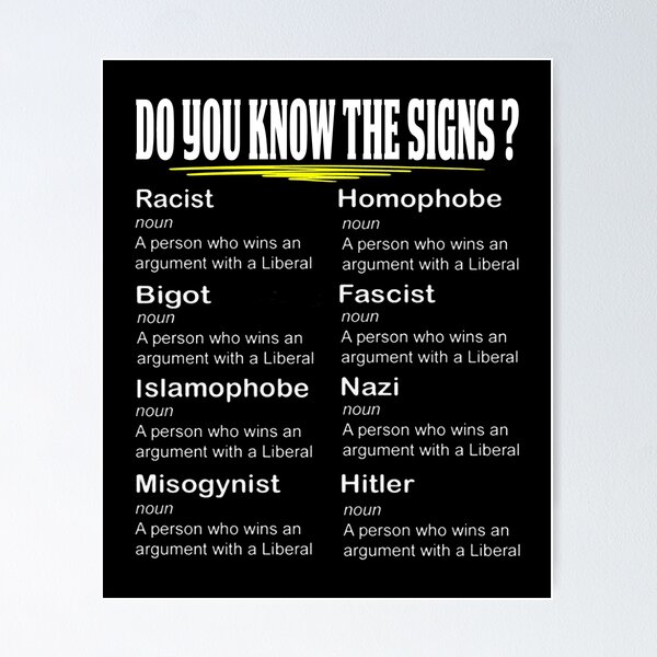 "Funny Conservative Design Do you Know the Signs?" Poster for Sale by ...