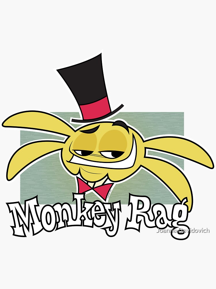 Pegatina «Monkey Rag - Spanko Grin And Logo» de jothezette | Redbubble