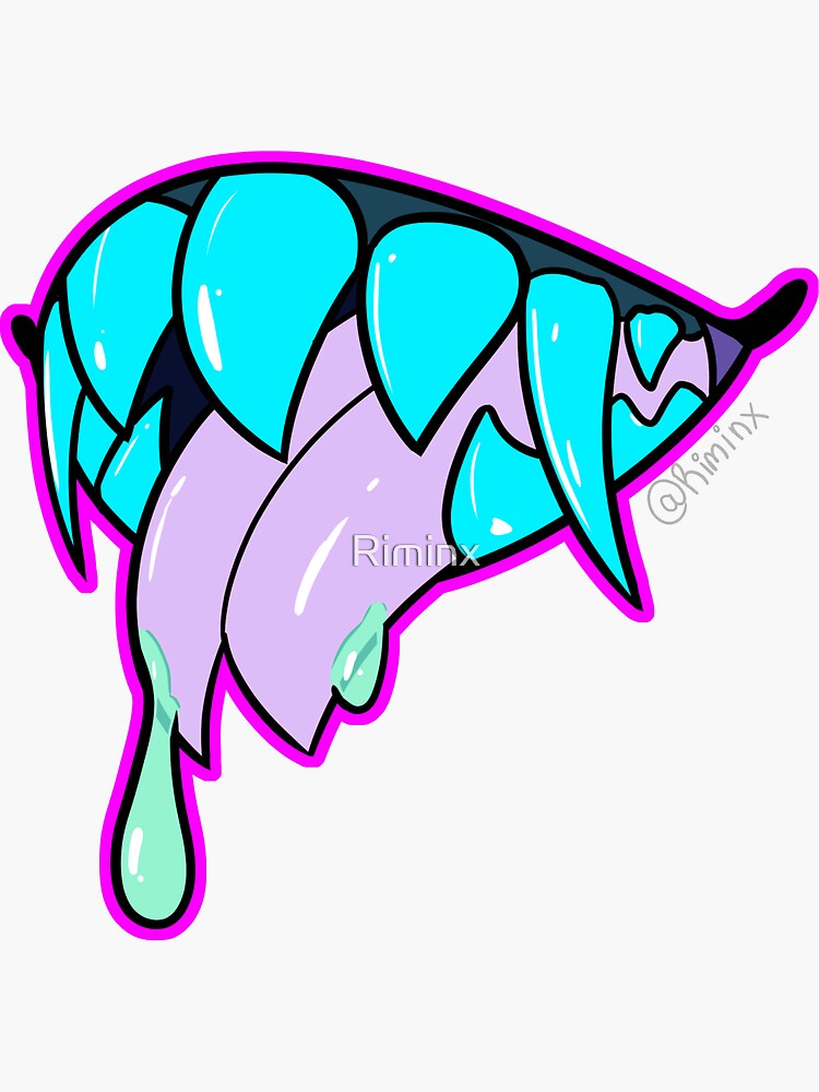 "Bright Sharp Pointed Monster Teeth" Sticker by Riminx | Redbubble