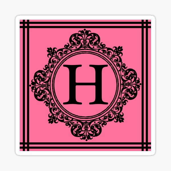"Hot Pink and Black Monogram H" Sticker by Greenbaby | Redbubble