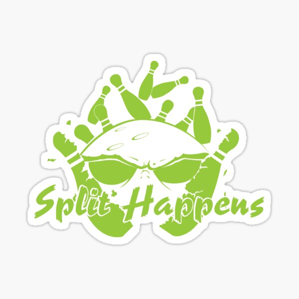 "Split Happens Bowling Logo" Sticker for Sale by Gingerbredmanny ...