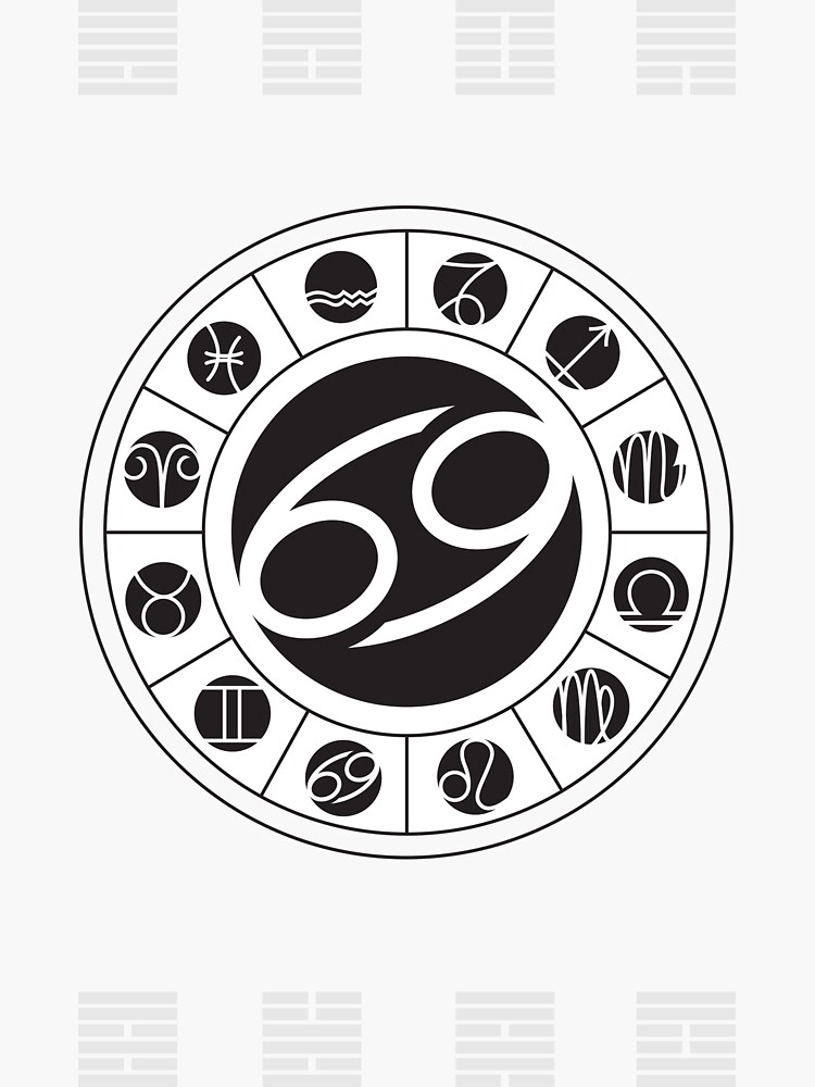 "Cancer Zodiac Wheel with I Ching Hexagrams" Sticker for Sale by ...