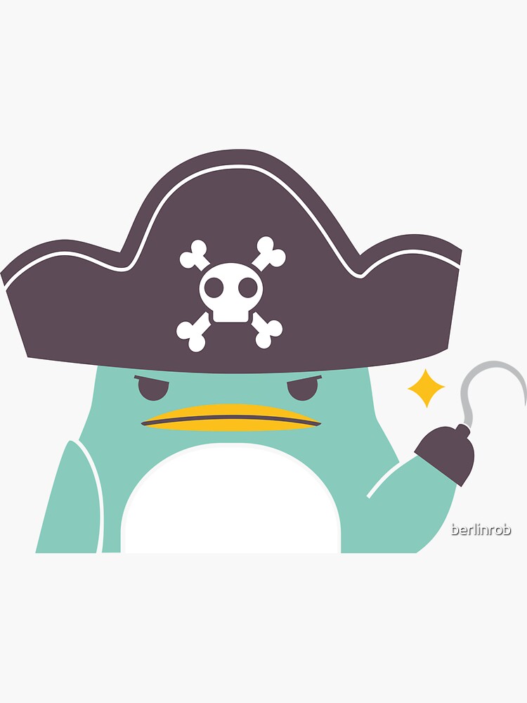 "Grumpy cartoon pirate penguin" Sticker for Sale by berlinrob | Redbubble
