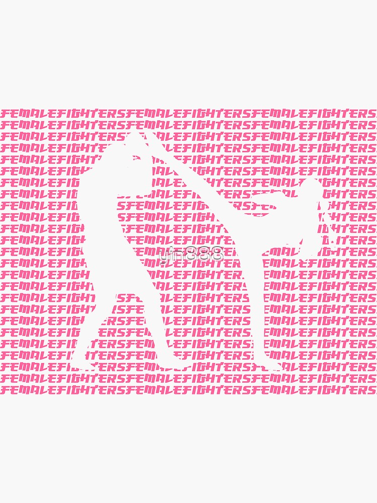 "Female Fighter Kickboxer Spinning Back Kick Pink" Sticker for Sale by ...