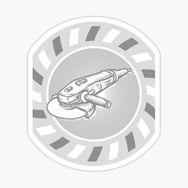 "Angle Grinder Power Tool Woodcut Grayscale" Sticker for Sale by ...