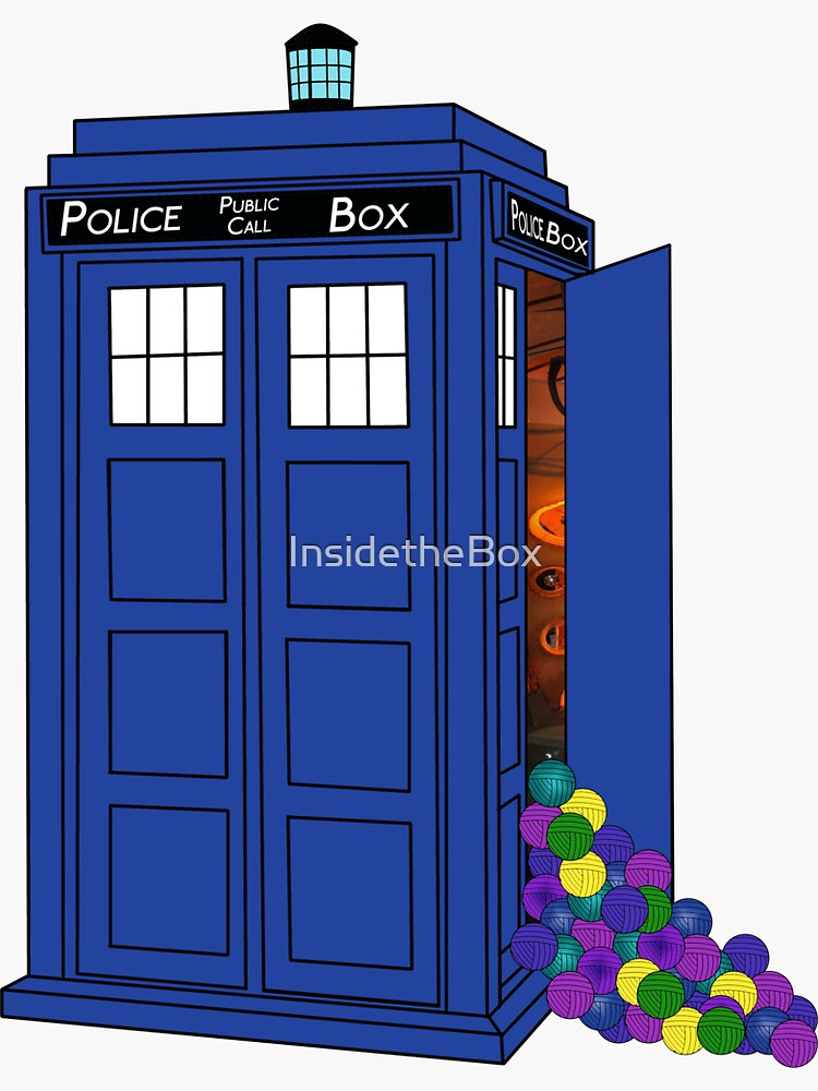 "Police Box Yarn Box" Sticker for Sale by InsidetheBox | Redbubble