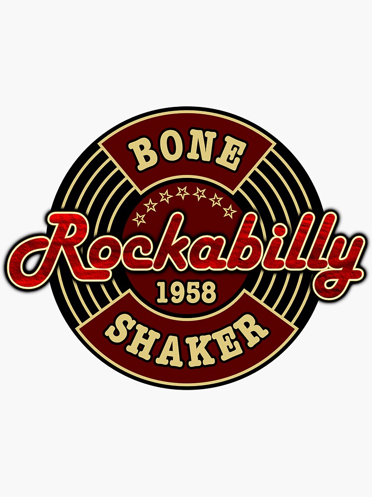 "Vintage Rockabilly Bone Shaker 1958" Sticker for Sale by kashamo ...