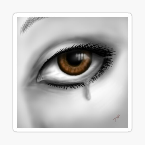 "Brown Eye Crying" Sticker for Sale by Alienzombie13 | Redbubble