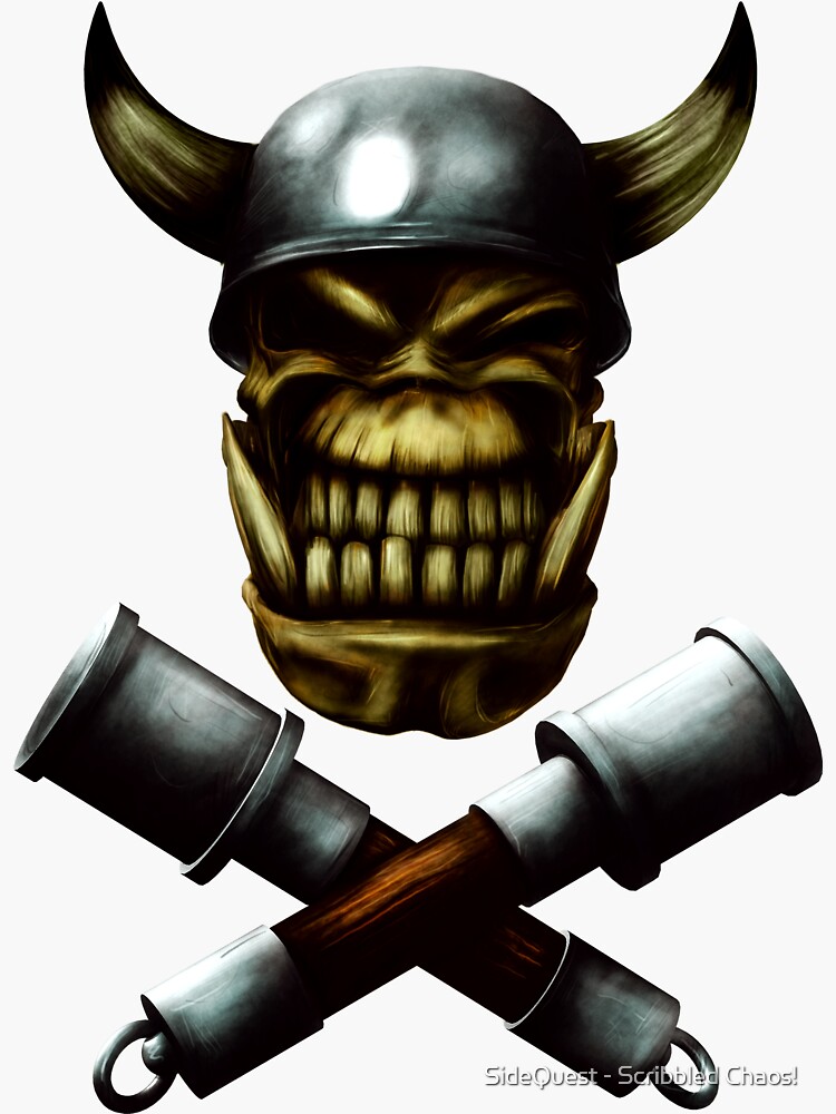 "Ork Skull and Stikkbombs" Sticker for Sale by simonbreeze | Redbubble