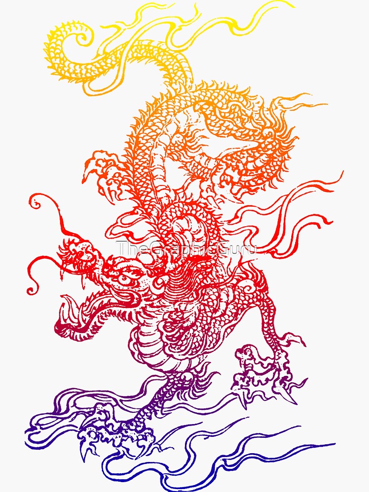"Color Spectrum Dragon" Sticker by TheGraphicGuru | Redbubble