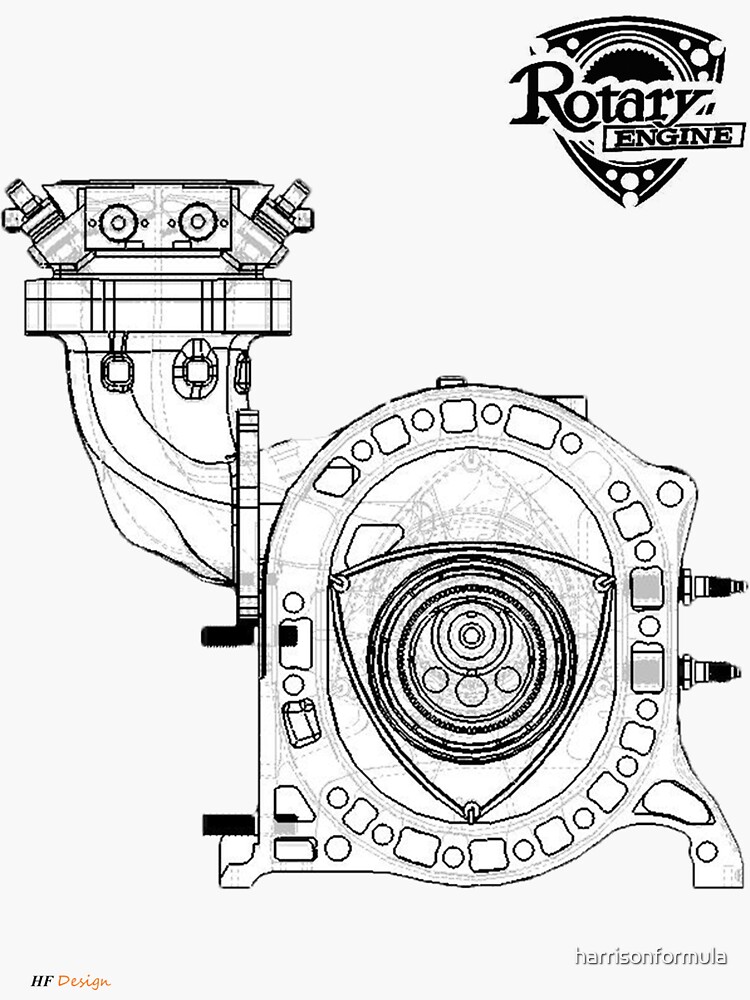 Pegatina «Mazda Rotary Engine Blueprint para Power 13B» de ...