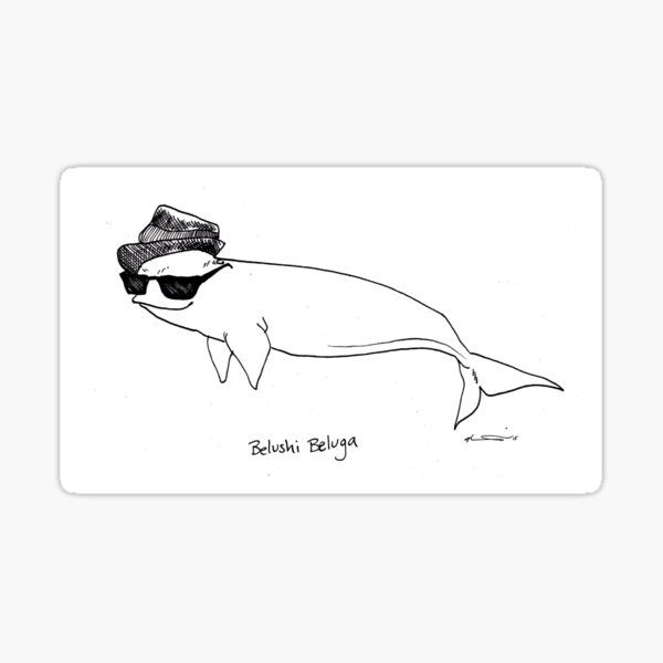 "Belushi Beluga" Sticker by kellymaryanski | Redbubble