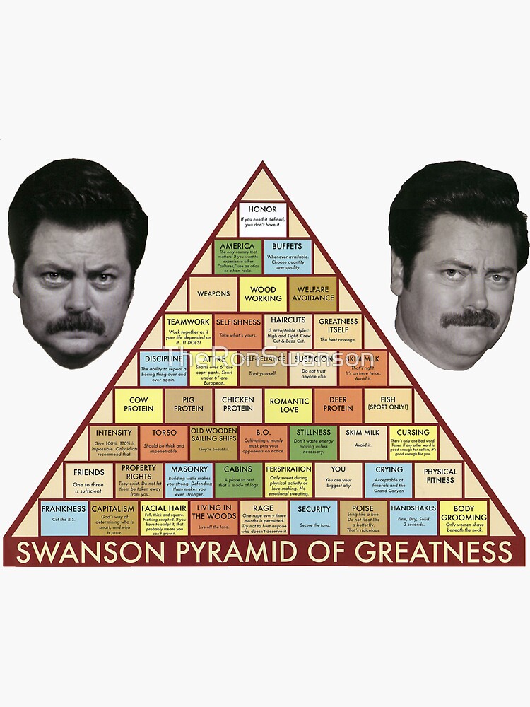 "Swanson Pyramid of Greatness" Sticker for Sale by TheRonSwanson ...