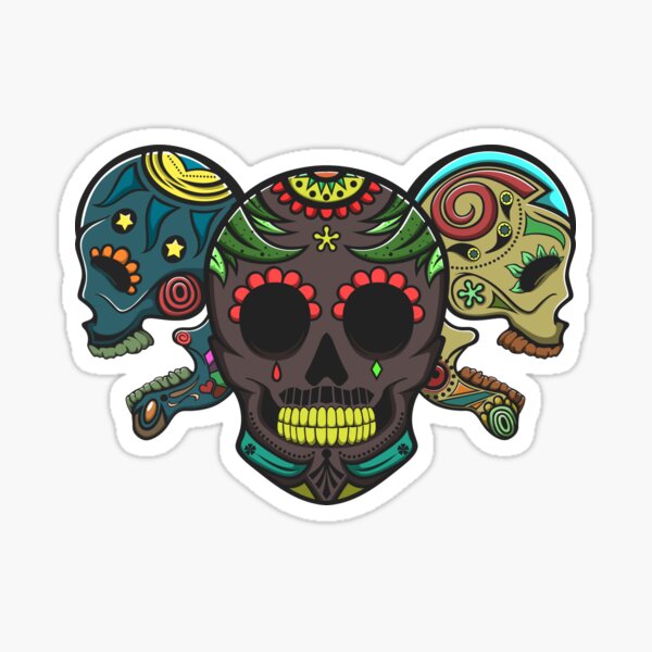 "Tres Calavera Design" Sticker by UncleHenry | Redbubble