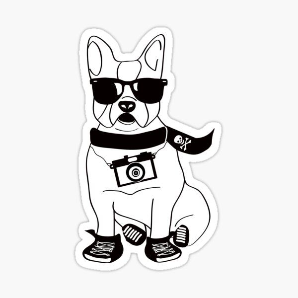 Pegatina «Hipster Bulldog francés - personaje de dibujos animados lindo ...