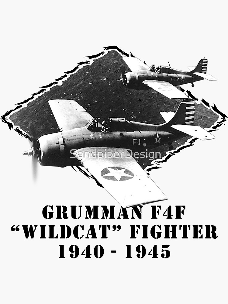 "U.S. Navy - Grumman F4F "Wildcat" Fighter " Sticker by SandpiperDesign ...