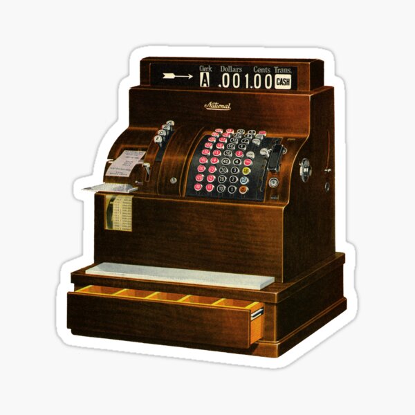 "Vintage cash register" Sticker for Sale by kustom | Redbubble