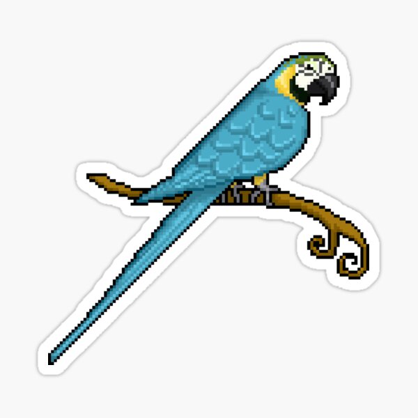 "Pixel / 8-bit Parrot: Blue and Gold Macaw" Sticker for Sale by ...