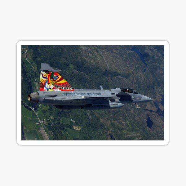 "My tiger on a SAAB JAS - 39 Gripen" Sticker for Sale by karincharlotte ...