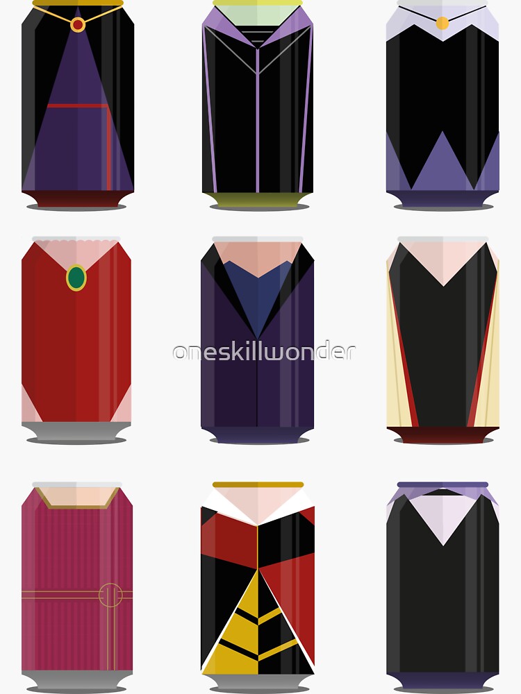 "Evil Soda Cans - Female Villains Edition" Sticker for Sale by ...