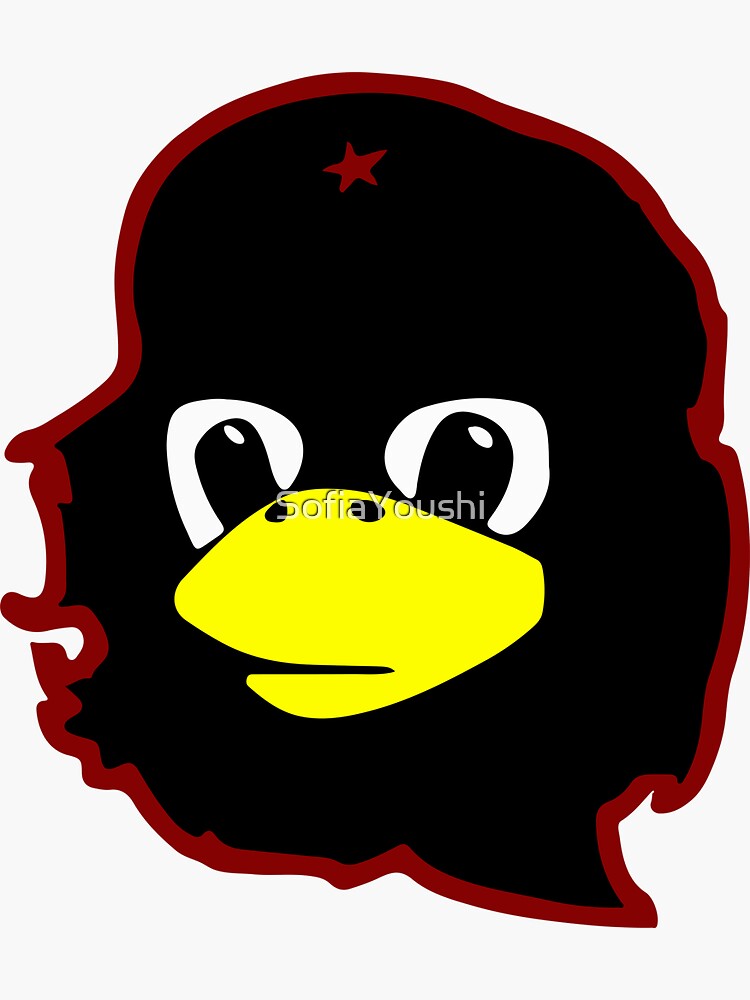 "Linux tux Penguin Che guevara guerilla" Sticker by SofiaYoushi | Redbubble