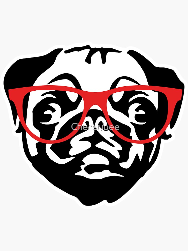 "Nerd Pug" Sticker for Sale by Cheesybee | Redbubble