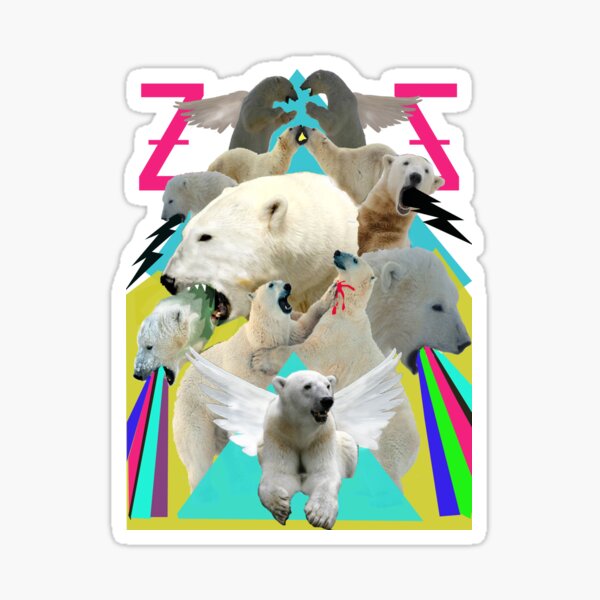 "Flying Polar Bears Vomit Rainbows and Black Lightning" Sticker for ...