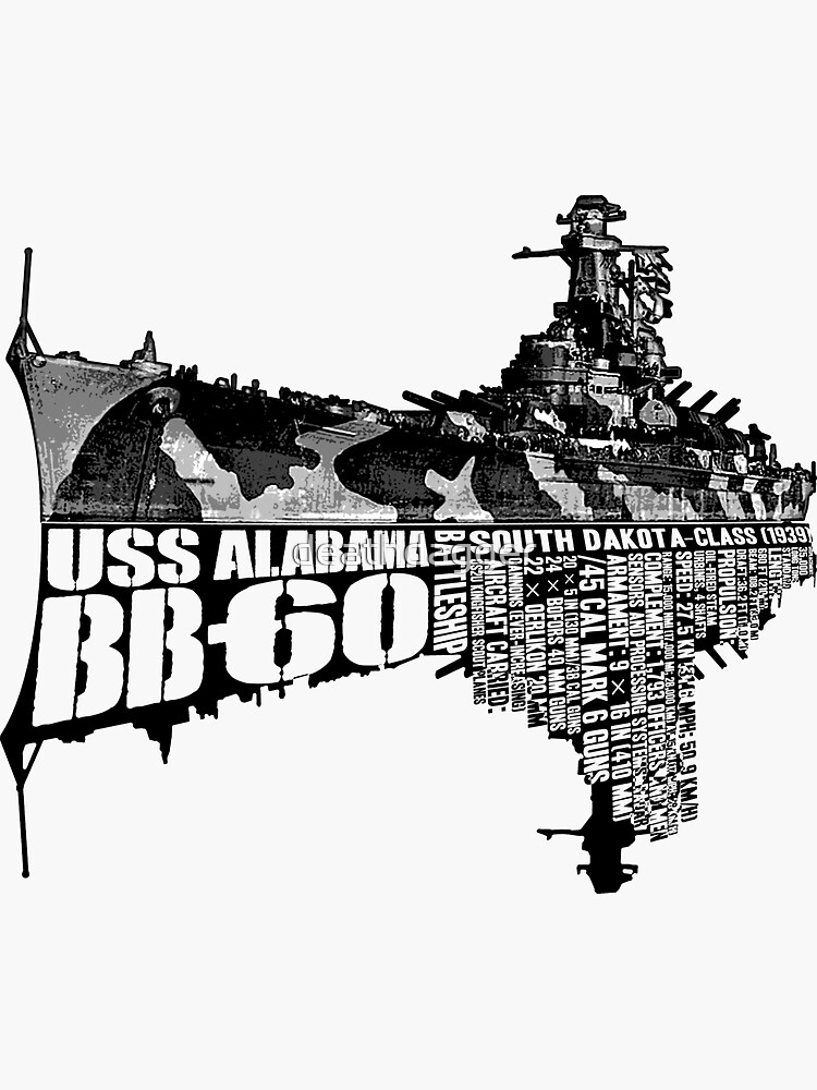 "USS Alabama (BB-60)" Sticker for Sale by deathdagger | Redbubble