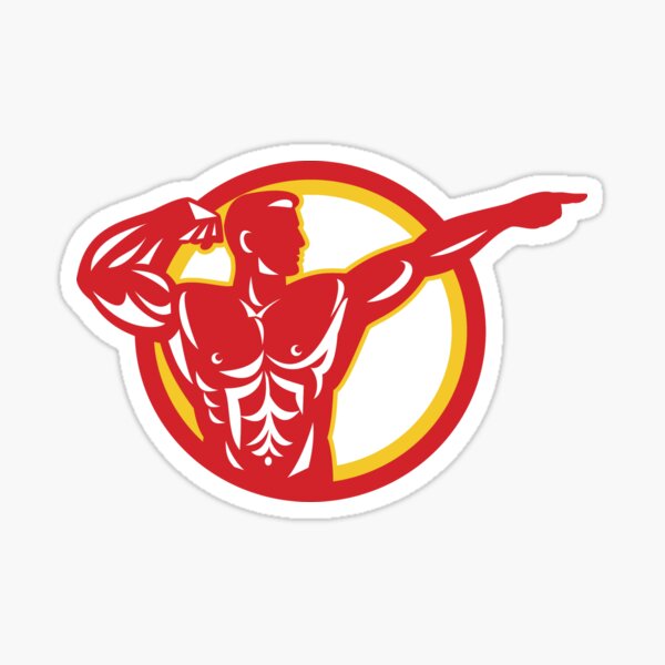 "Bodybuilder Flexing Muscles Retro" Sticker for Sale by patrimonio ...