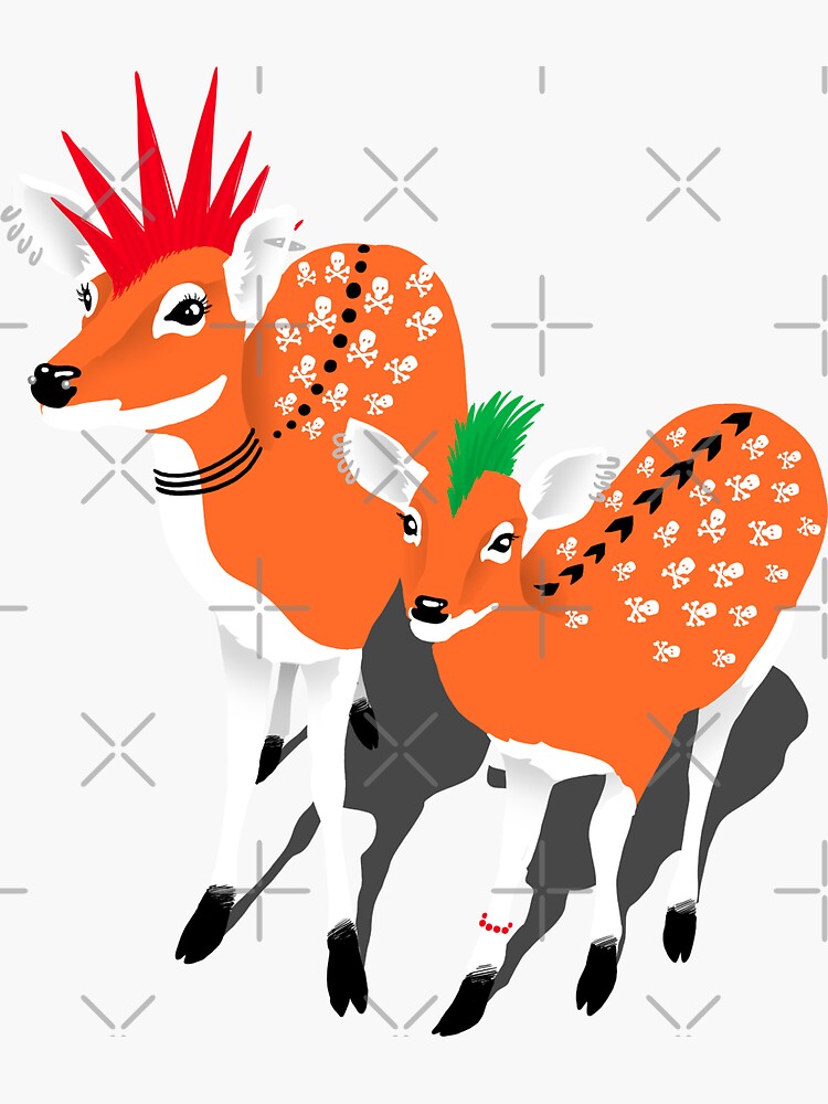 "punk deer with skull tattoo" Sticker for Sale by Kopfzirkus | Redbubble