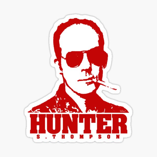 "Mr Hunter S. Thompson (Red print)" Sticker for Sale by JarrodKnight ...