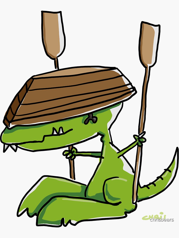 "Funny dinosaur with a rowing boat" Sticker by chrisbears | Redbubble