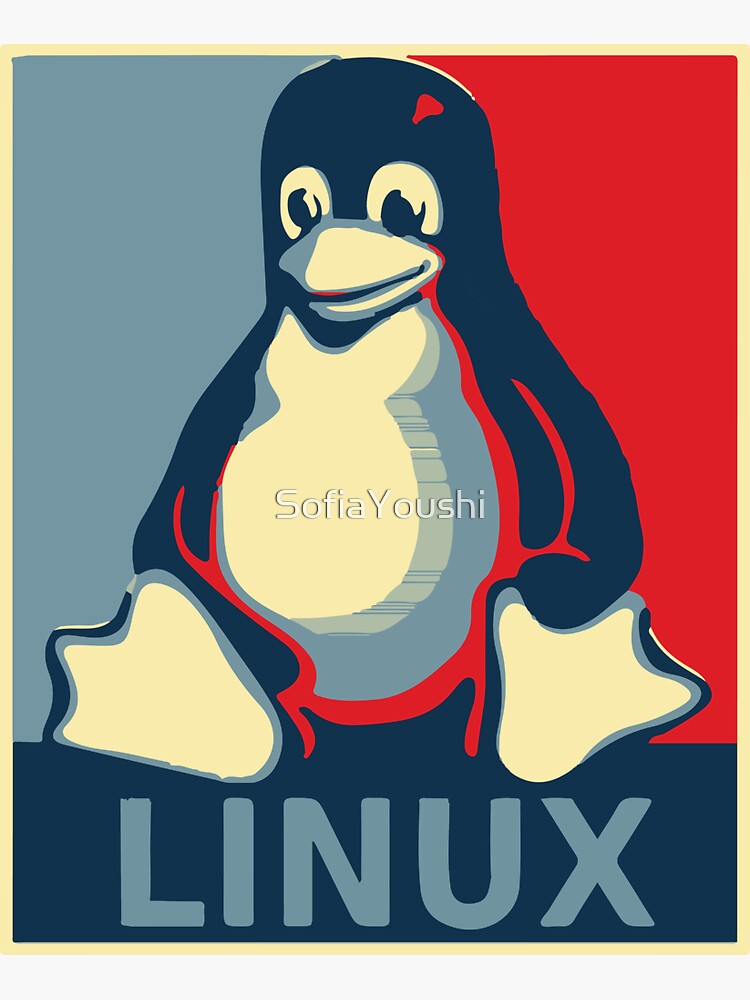 "Linux tux penguin obama poster" Sticker for Sale by SofiaYoushi ...