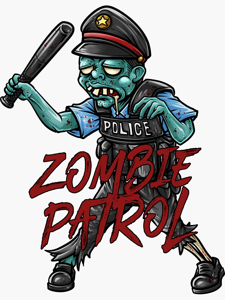 "Halloween Zombie Patrol Undead Police Officer Cop" Sticker for Sale by ...