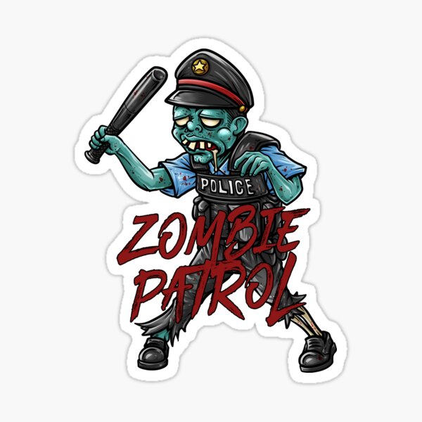 "Halloween Zombie Patrol Undead Police Officer Cop" Sticker for Sale by ...