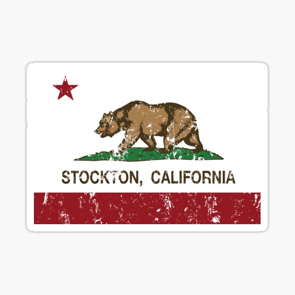 "Stockton California Republic Flag Distressed " Sticker by NorCal ...