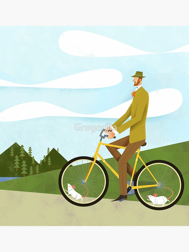 "Tweed Cyclist on Mice Power Poster" Sticker for Sale by Gregorilla ...