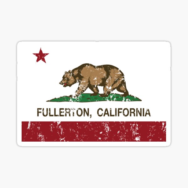 "Fullerton California Republic Flag Distressed" Sticker by NorCal ...