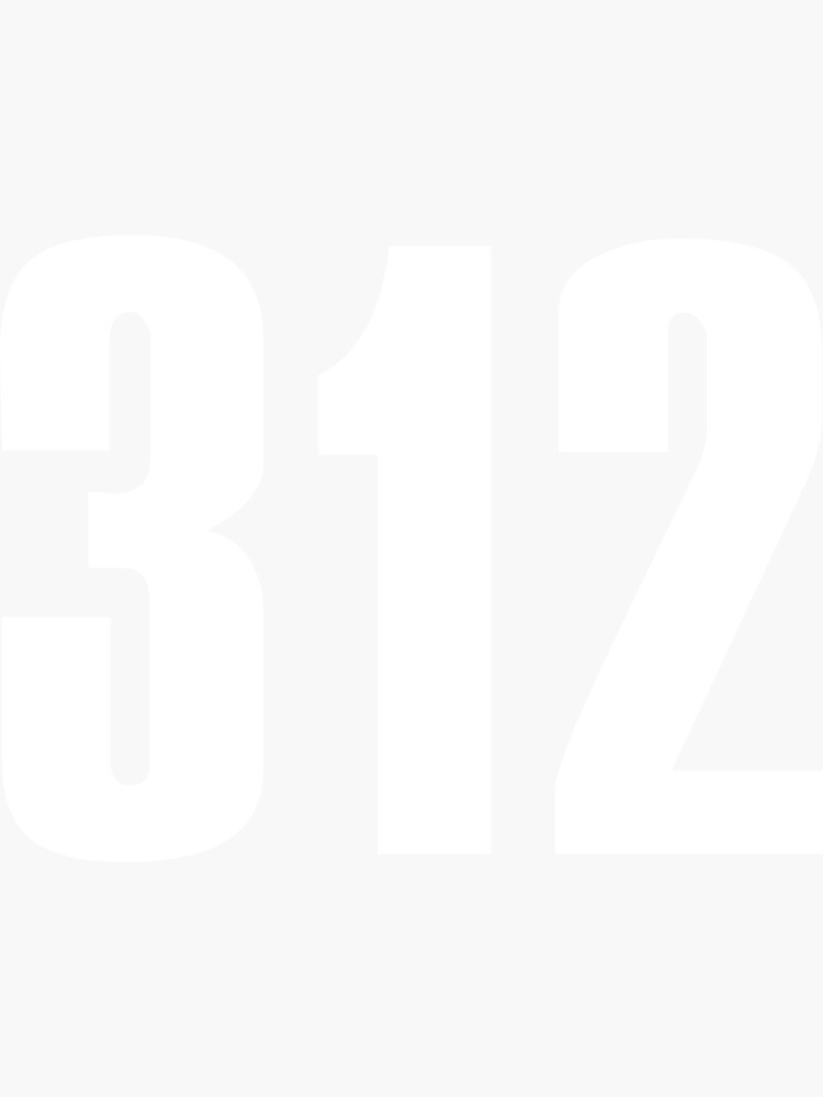 "312 Chicago [White Ink] | Phone Area Code Shirts" Sticker for Sale by ...