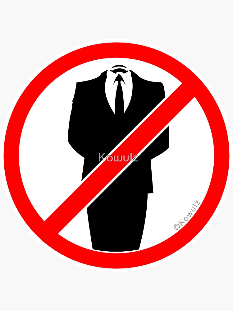 "No Suits!" Sticker by Kowulz | Redbubble