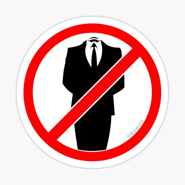 "No Suits!" Sticker by Kowulz | Redbubble